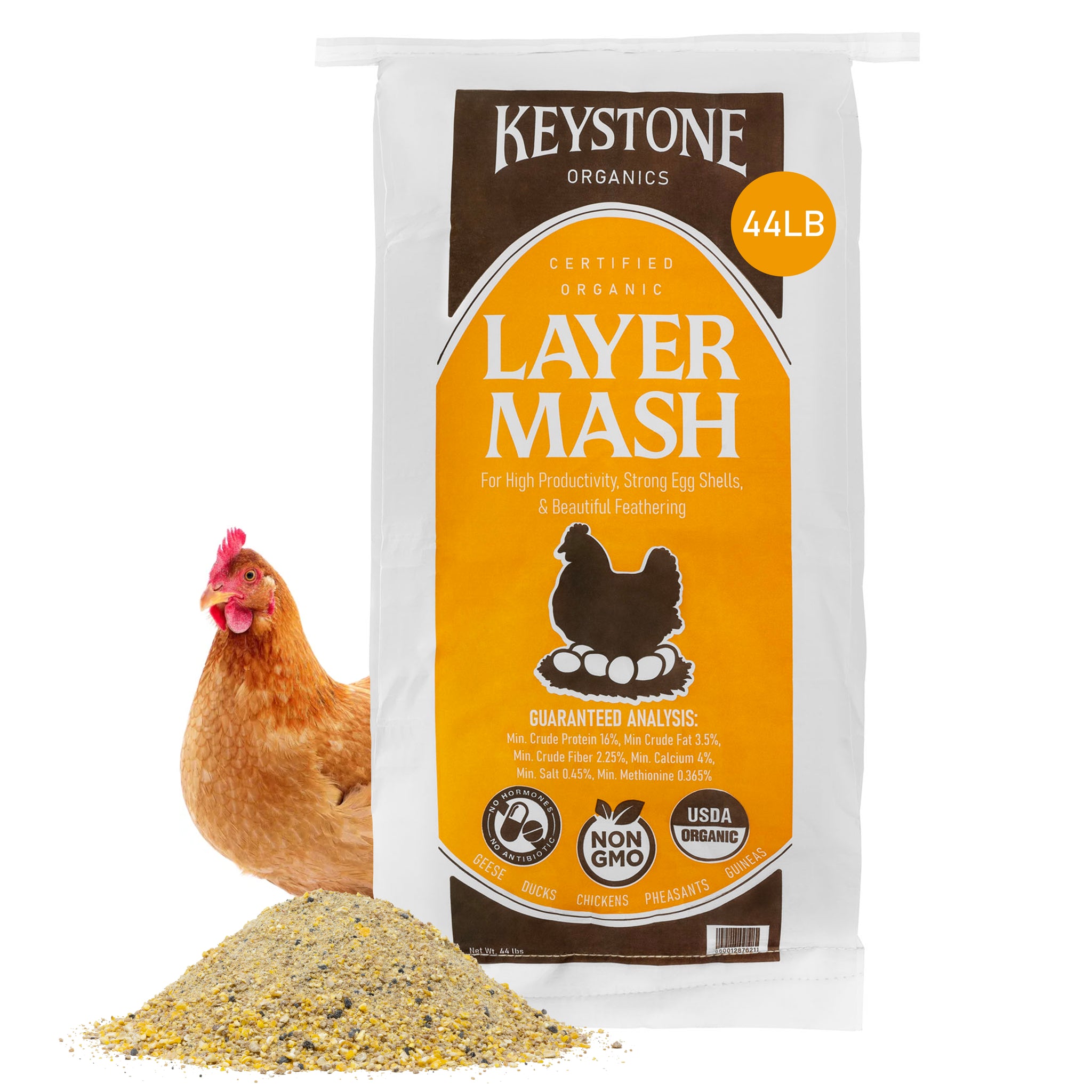 Keystone Organics USDA Certified Layer Mash Chicken Feed, 44lbs
