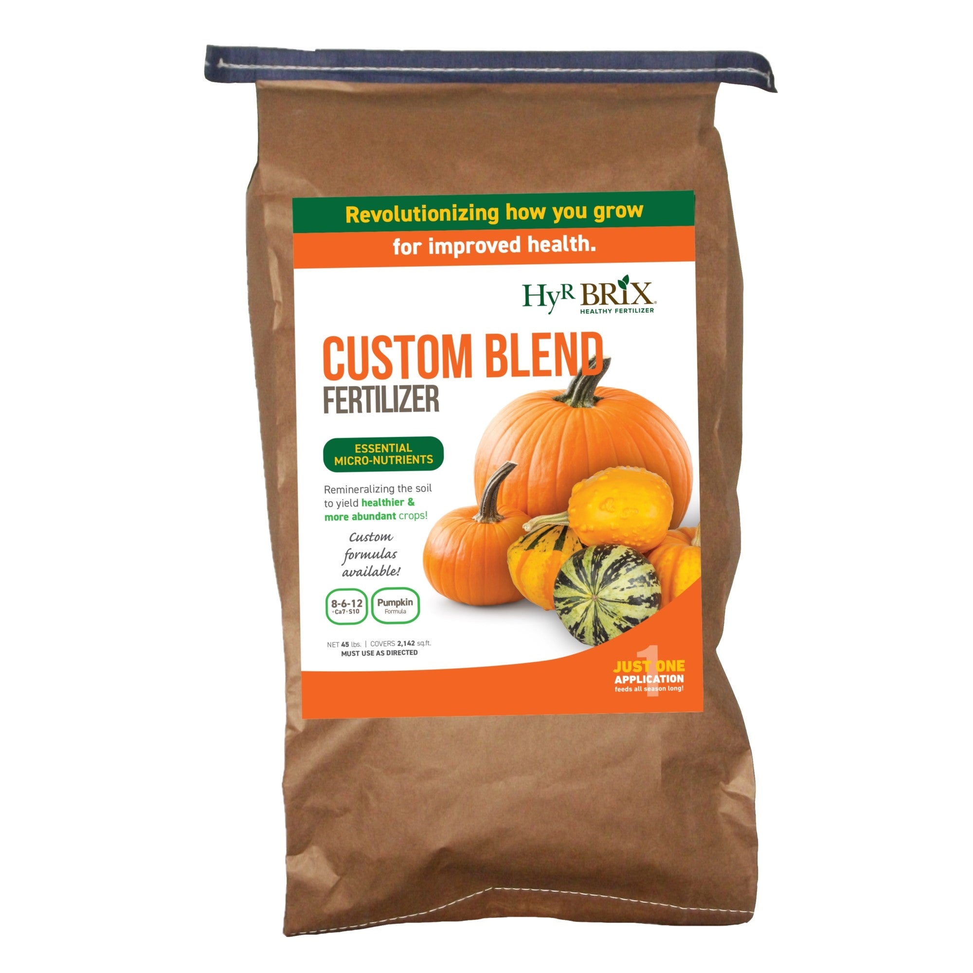 HyR Brix Custom Blend 8-6-12 Pumpkin Fertilizer Plant Food, 45lb Bag